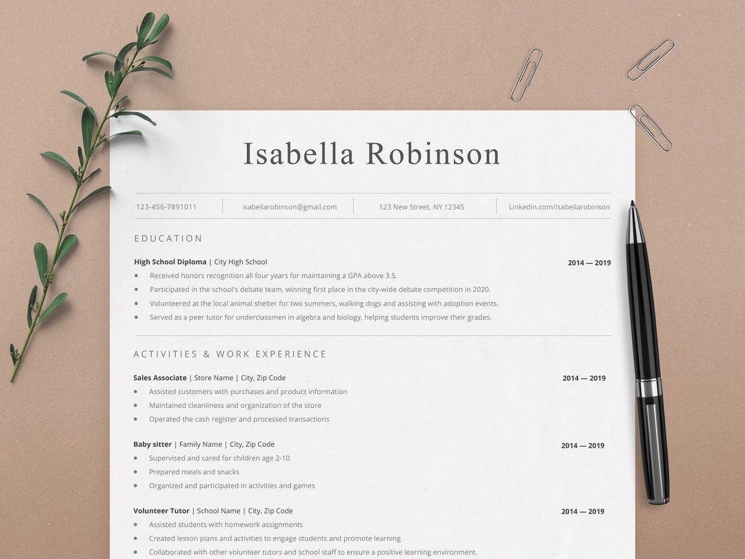 Student Resume Template, Google Docs for Internship, High School ...