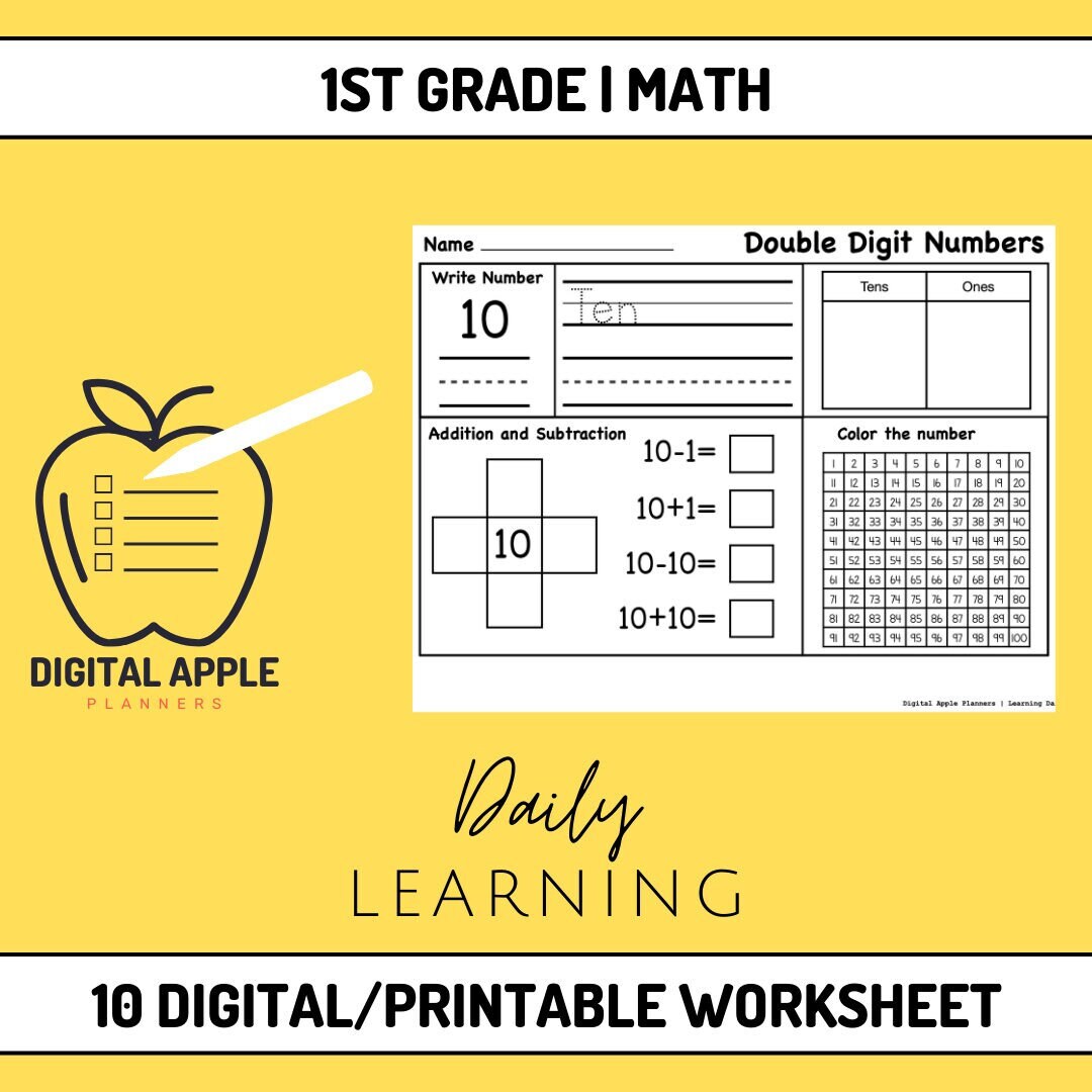 Daily Practice Printables for 1st Grade Math Worksheets | 2-digit ...