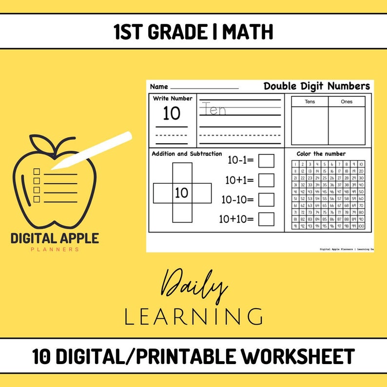 Daily Practice Printables for 1st Grade Math Worksheets | 2-digit ...