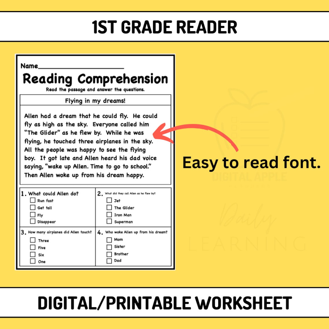 First Grade Reading Comprehension Worksheets Decodable Stories With ...