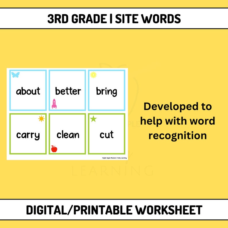 Printable Sight Word Flashcards, 3rd Grade Sight Words, High Frequency ...