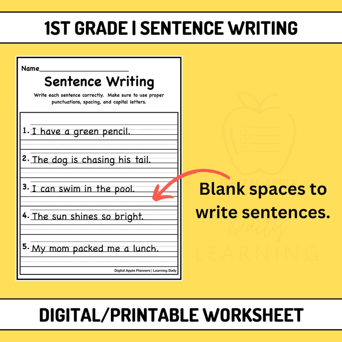 10 Printable Sentence Worksheets 1st Grade ELA Worksheets - Etsy