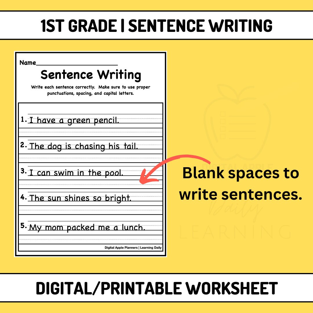 10 Printable Sentence Worksheets 1st Grade ELA Worksheets - Etsy