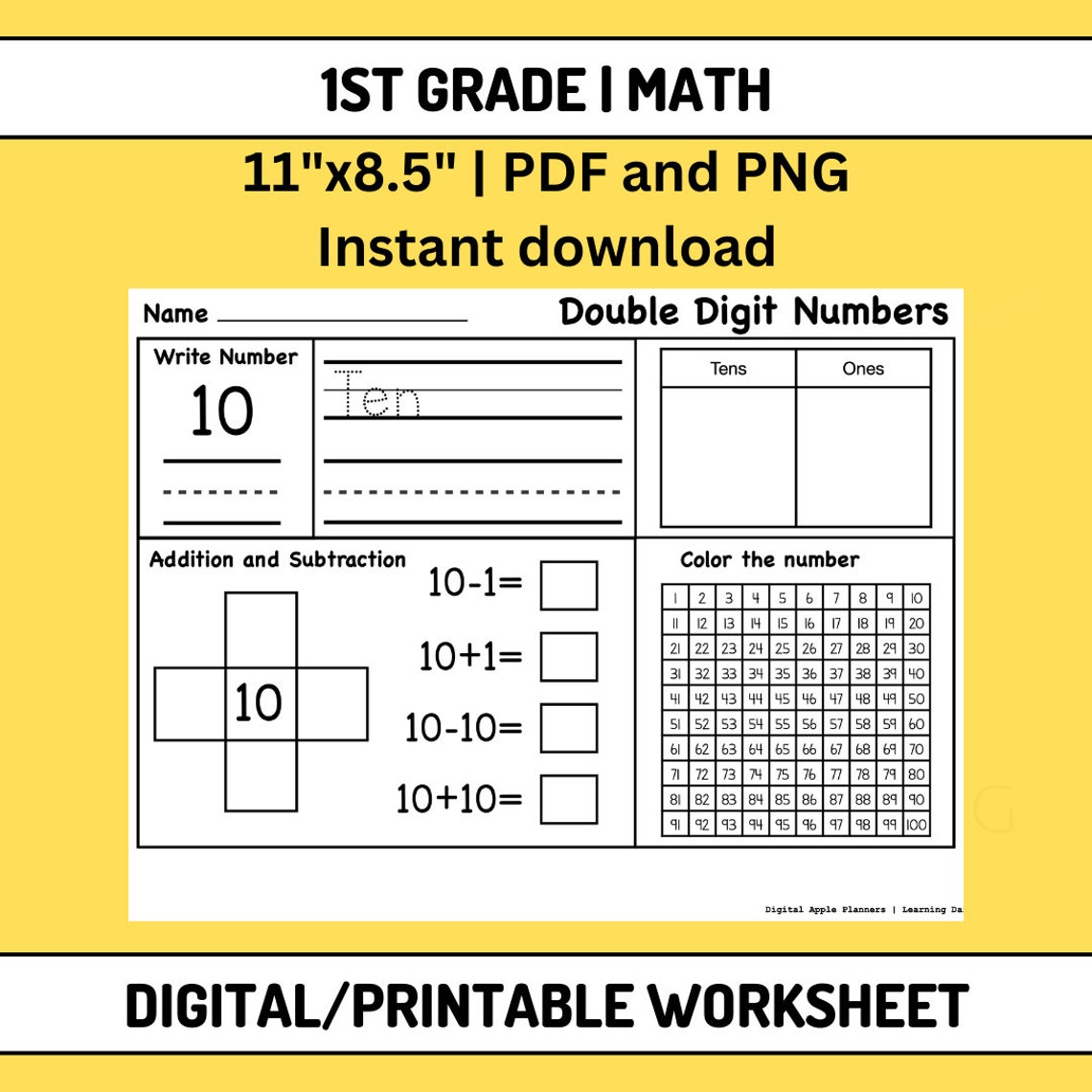 Daily Practice Printables for 1st Grade Math Worksheets | 2-digit ...