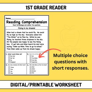 First Grade Reading Comprehension Worksheets Decodable Stories With ...