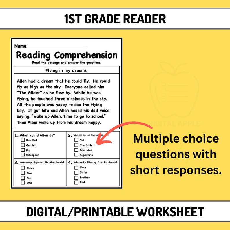 First Grade Reading Comprehension Worksheets Decodable Stories With ...