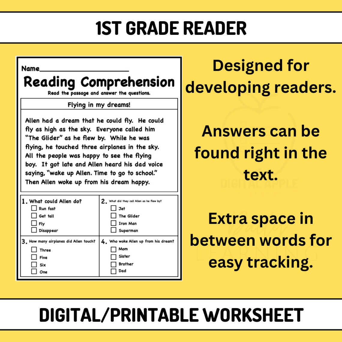 First Grade Reading Comprehension Worksheets Decodable Stories With ...