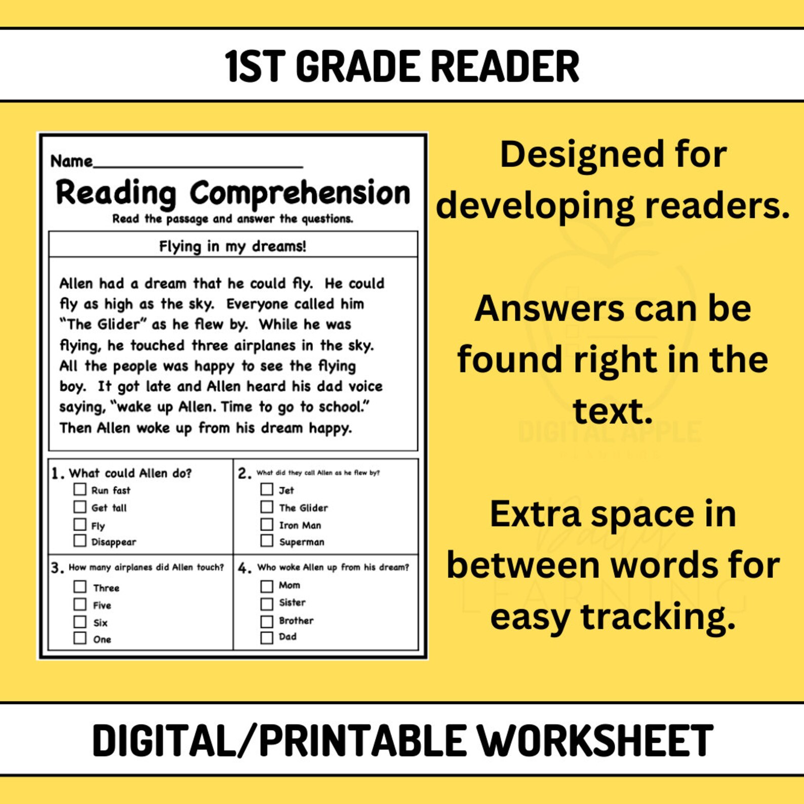 10 First Grade Reading Comprehension Worksheets Decodable Stories With ...