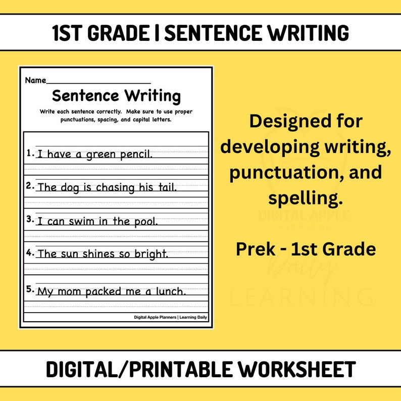 10 Printable Sentence Worksheets 1st Grade ELA Worksheets - Etsy