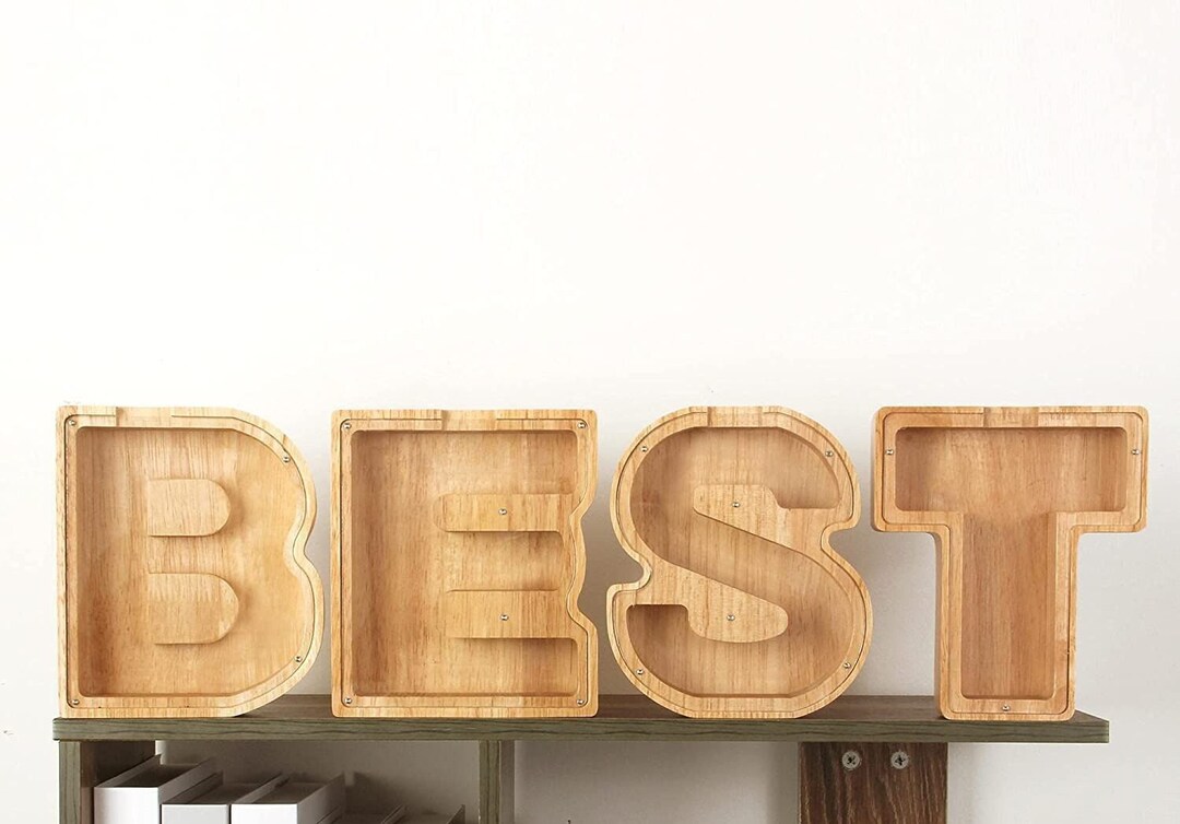 Wooden Piggy Bank Alphabet Letters Wooden Letter Saving - Etsy