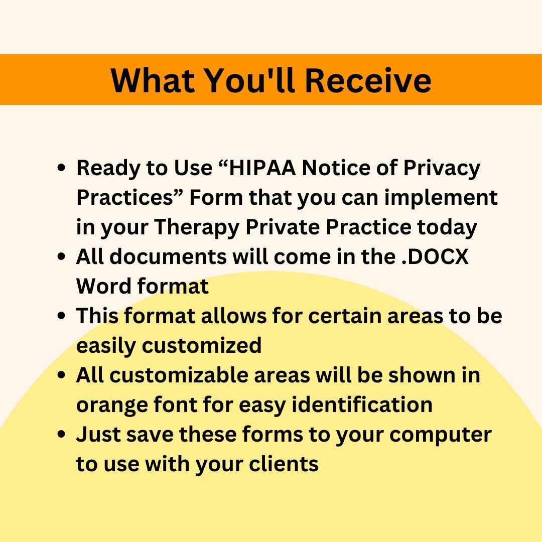 HIPAA Notice of Privacy Practices - Therapy Private Practice Paperwork ...
