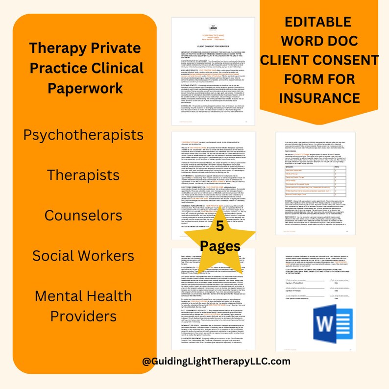 Consent Form for Insurance - Therapy Private Practice Paperwork ...