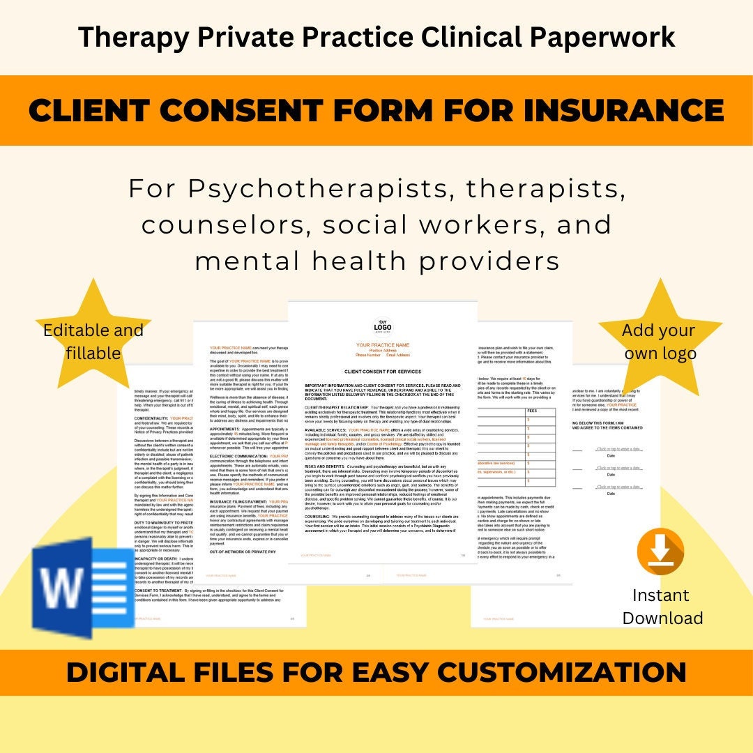 Consent Form for Insurance - Therapy Private Practice Paperwork ...