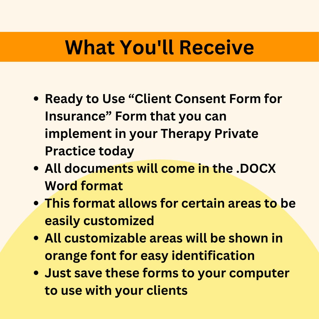 Consent Form for Insurance - Therapy Private Practice Paperwork ...