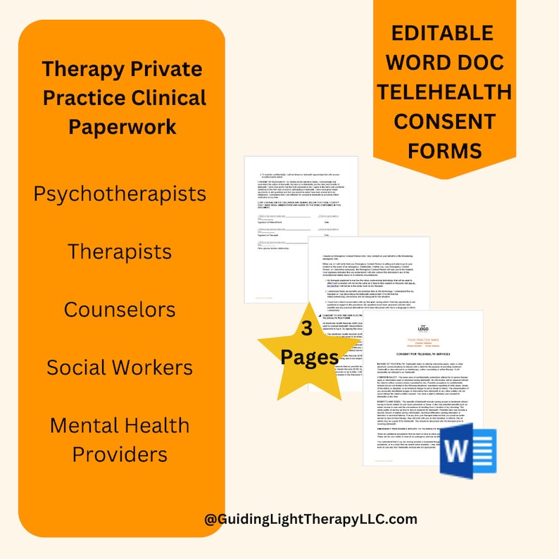 Telehealth Informed Consent Form - Therapy Private Practice Paperwork ...