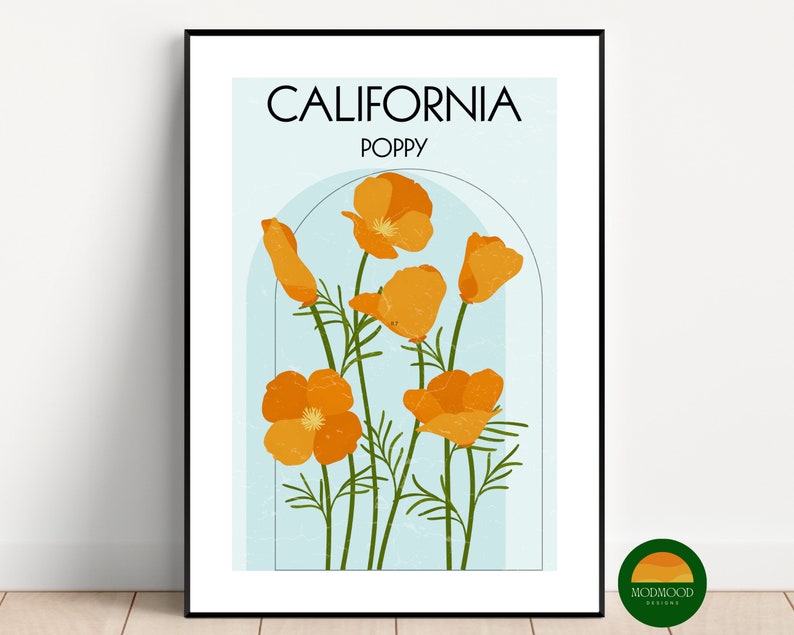 California Poppy Art, Printable State Flower Poster, Plant Enthusiast ...