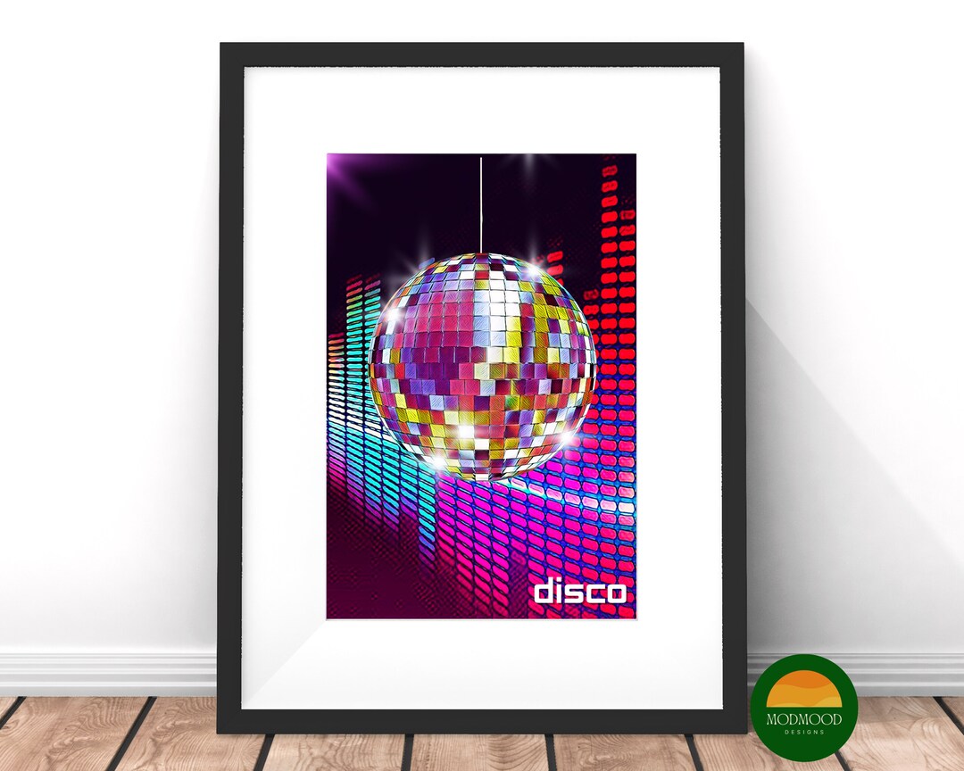 Disco Ball Poster, Mirrorball Printable Art, First Apartment Gift for ...
