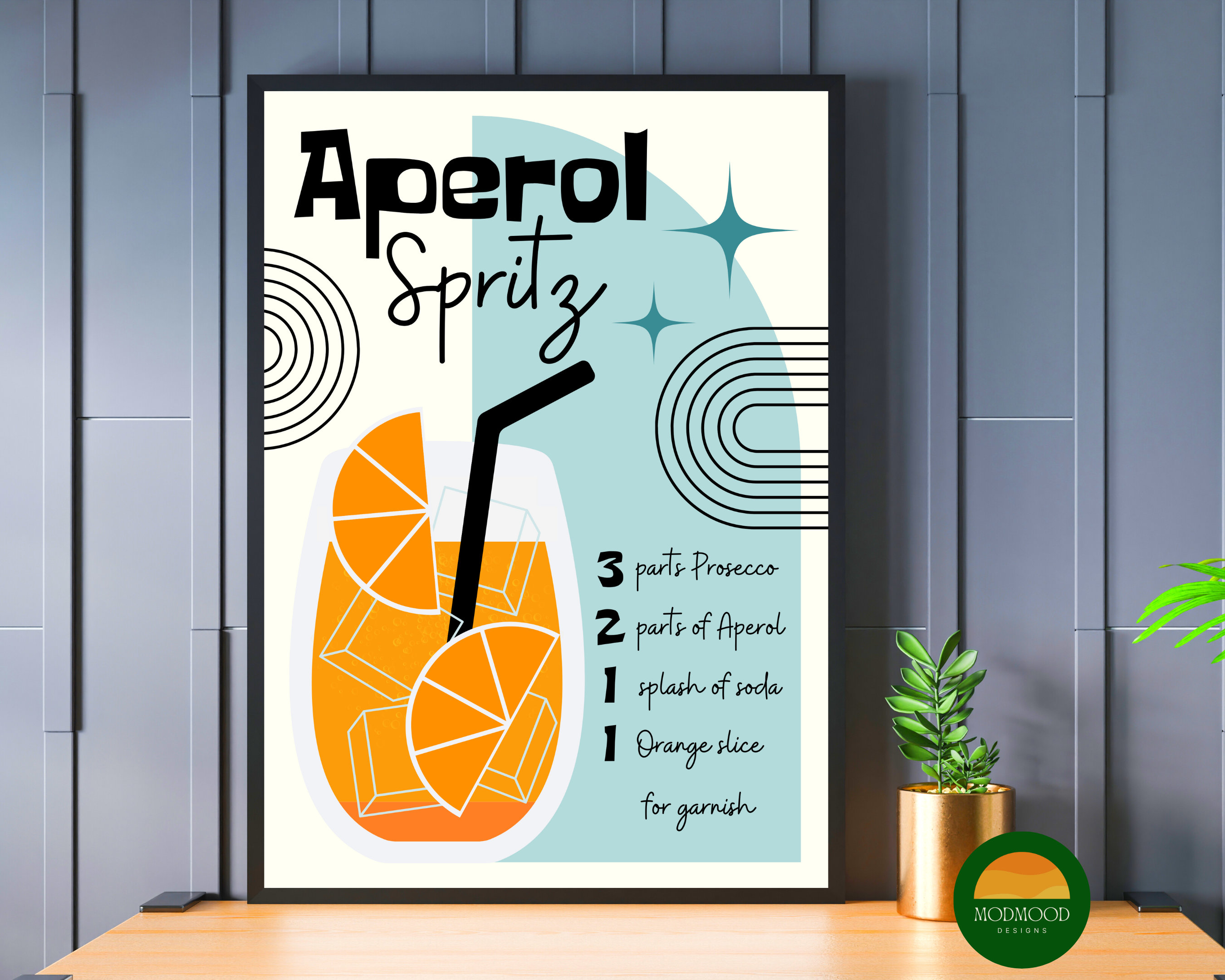Aperol Spritz Printable Aperol Spritz Poster MCM Artwork Cocktail ...