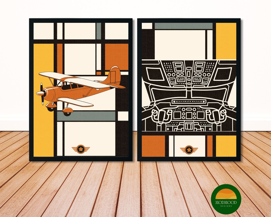 Aviation Poster Set Plane Decor Nursery Printable Teen Boy Wall Art ...