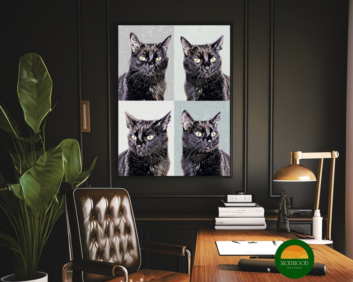 Black Cat Wall Art Printable Cat Poster Hygge Man Cat Eccentric Decor ...