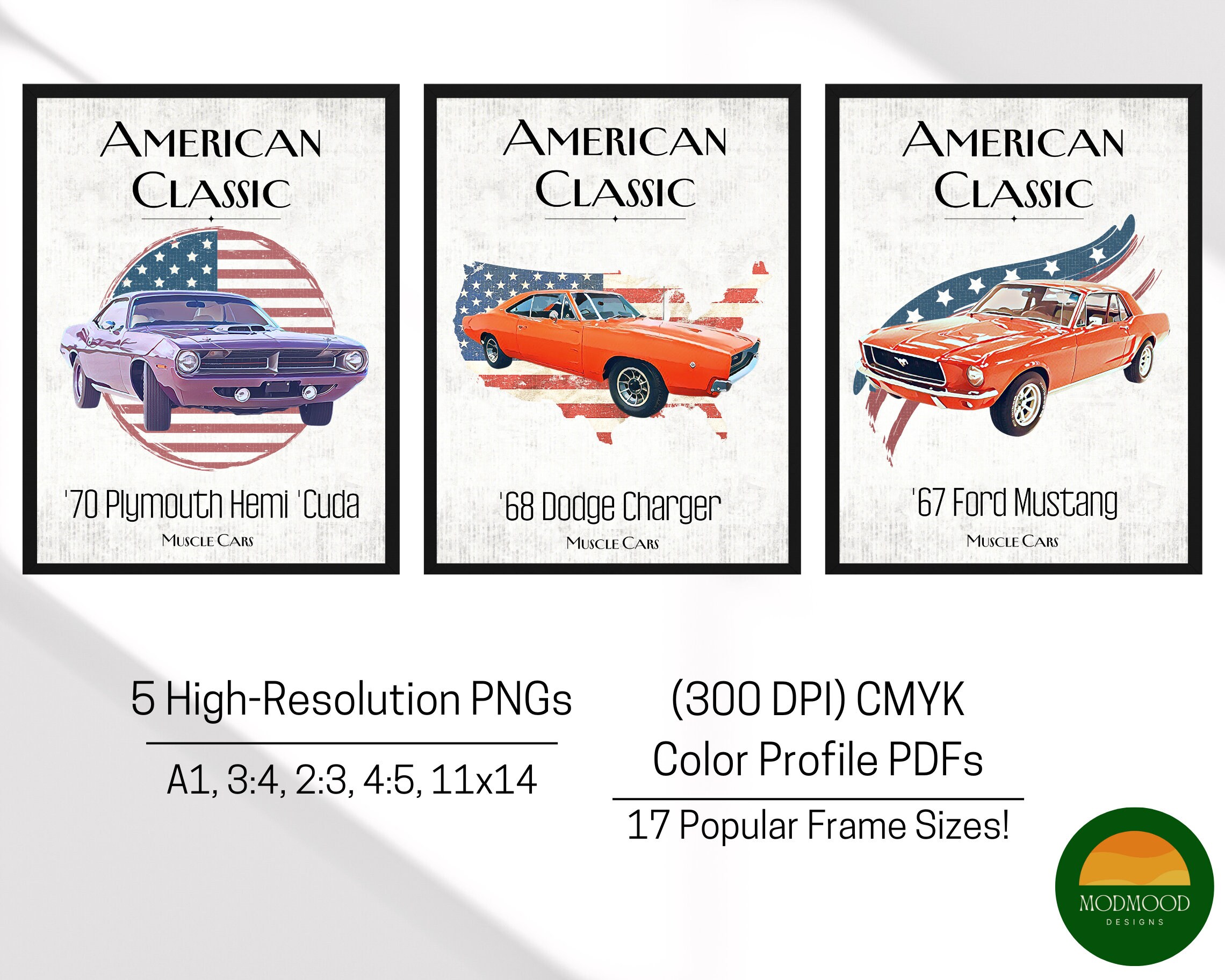 Classic Car Artwork American Muscle Cars Masculine Wall Art Car Digital ...