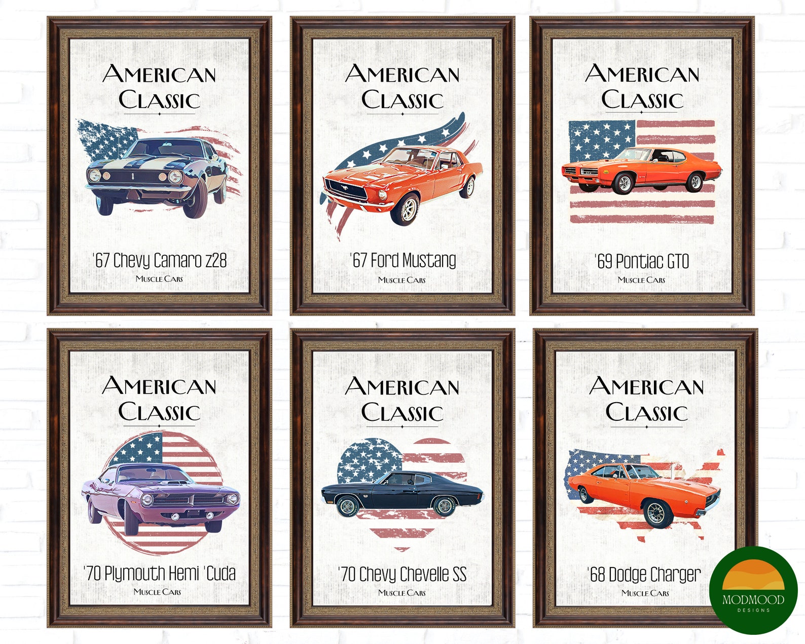 Classic Car Artwork American Muscle Cars Masculine Wall Art Car Digital ...
