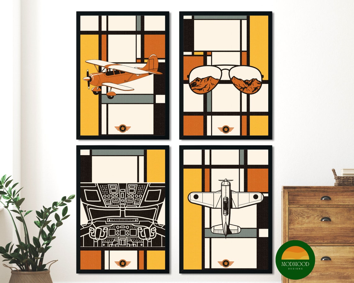 Aviation Poster Set Plane Decor Nursery Printable Teen Boy Wall Art ...