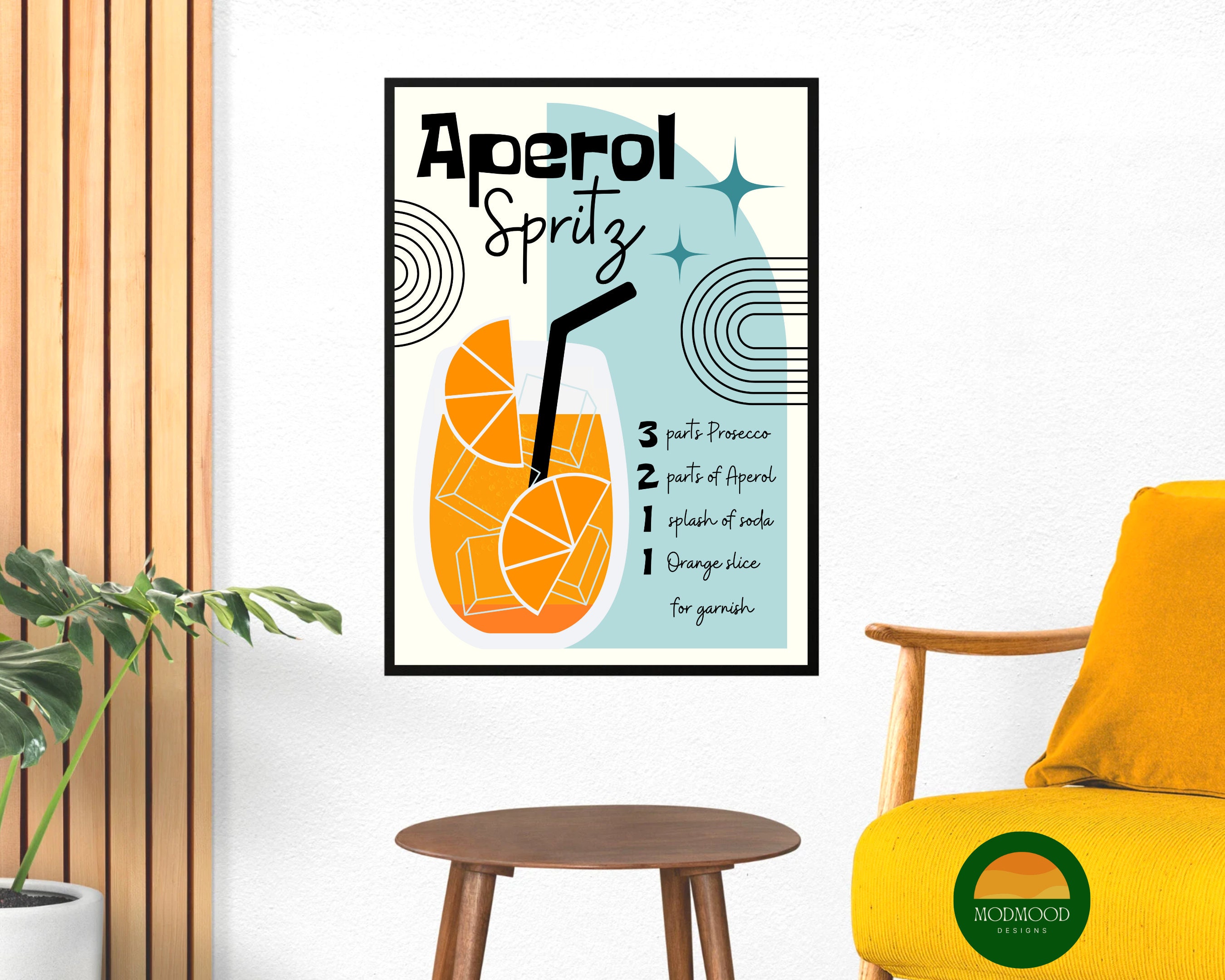 Aperol Spritz Printable Aperol Spritz Poster MCM Artwork Cocktail ...