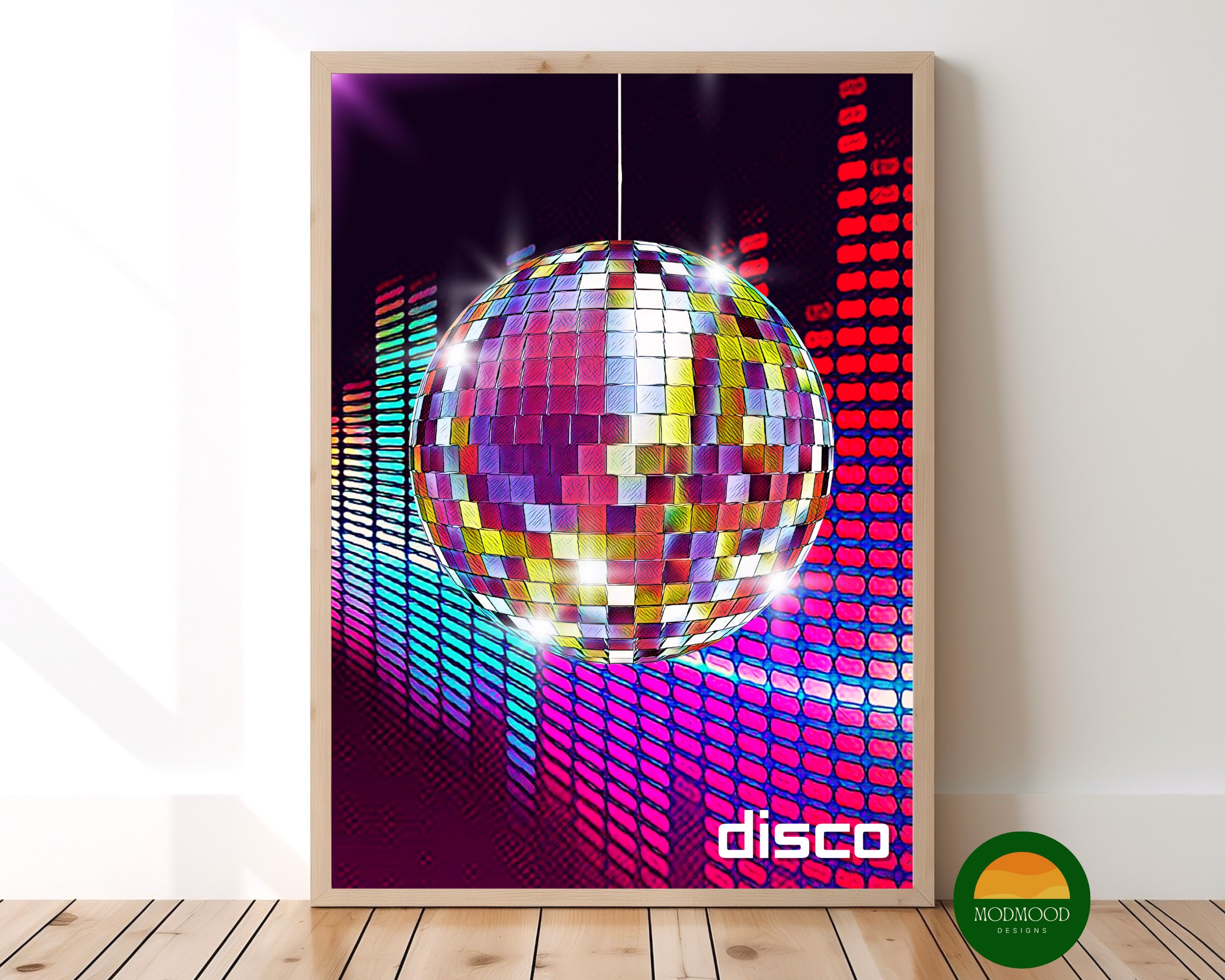 Disco Ball Poster, Mirrorball Printable Art, First Apartment Gift for ...
