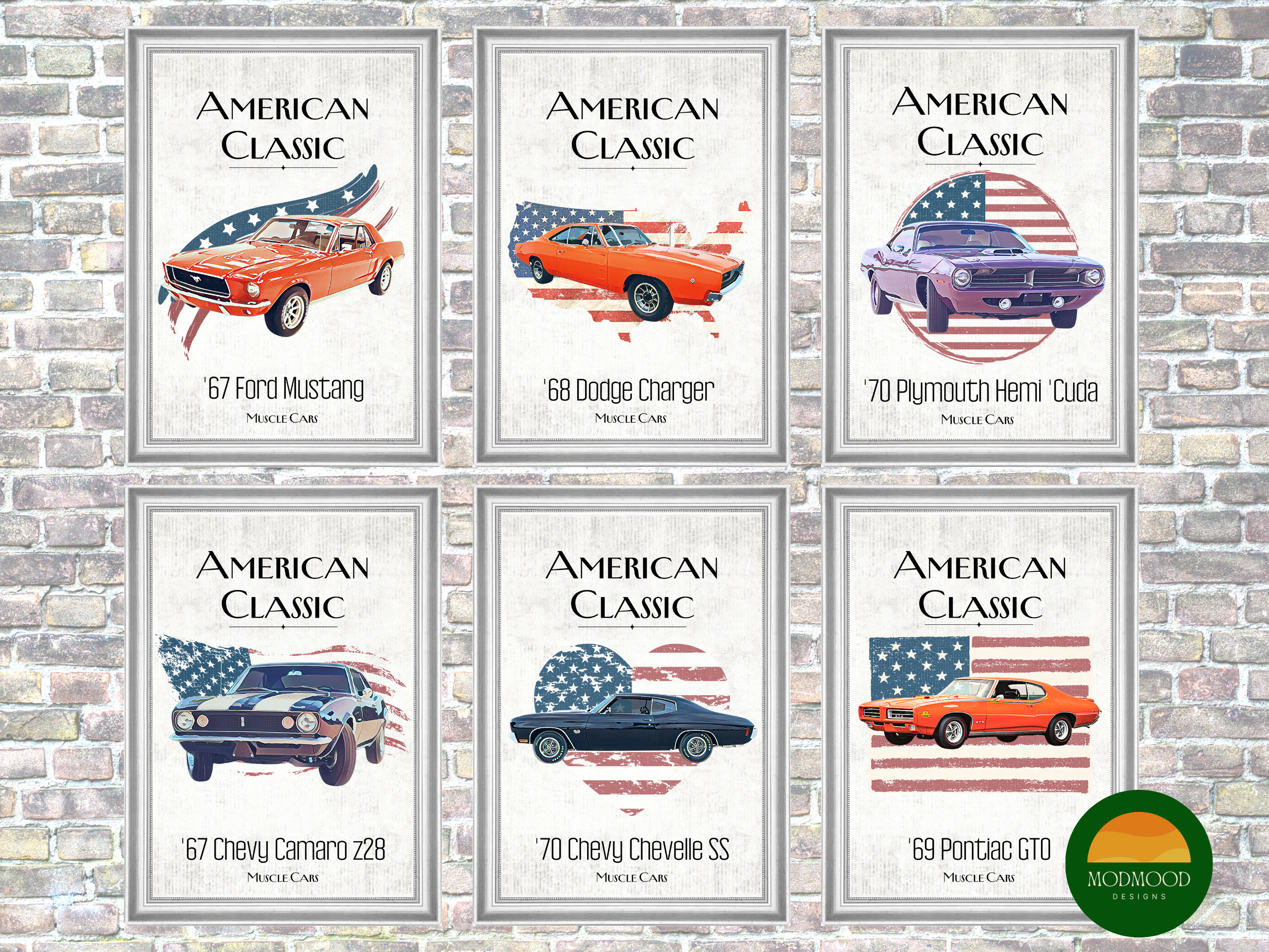 Classic Car Artwork American Muscle Cars Masculine Wall Art Car Digital ...