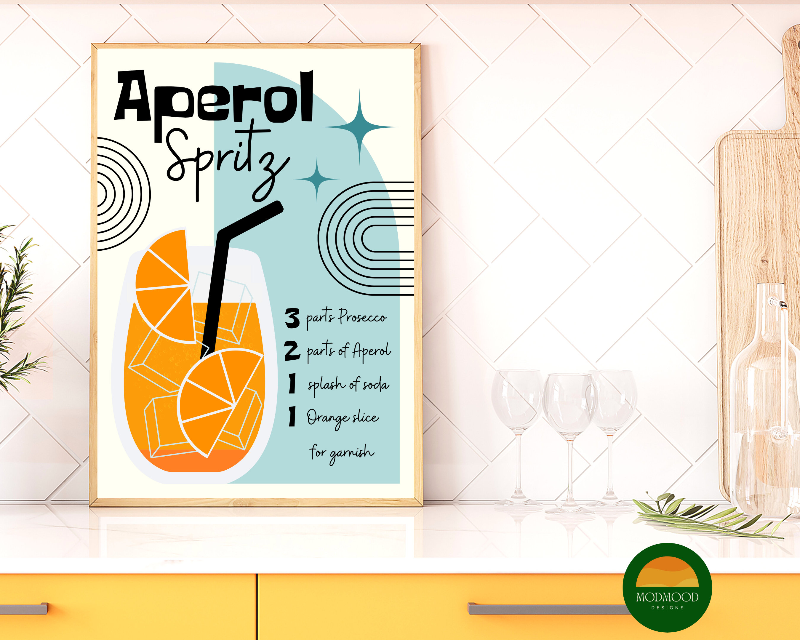 Aperol Spritz Printable Aperol Spritz Poster MCM Artwork Cocktail ...