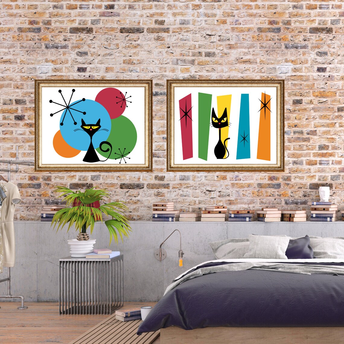 Retro Cat Wall Art Funny Cat Poster College Apartment Decor - Etsy