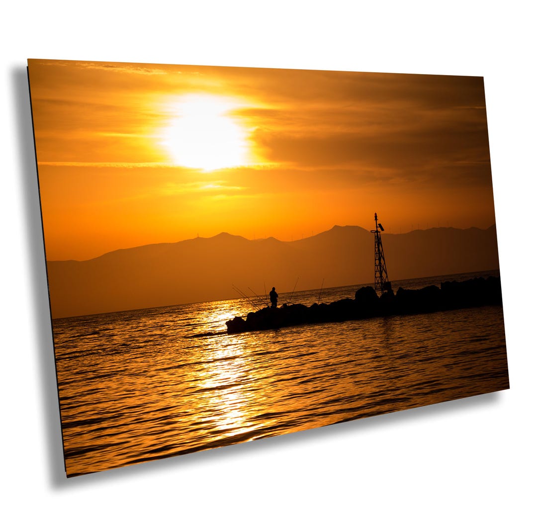 Greece, Aegean Sea, Rafina, Canvas Print, Metal, Acrylic, Fisherman at ...