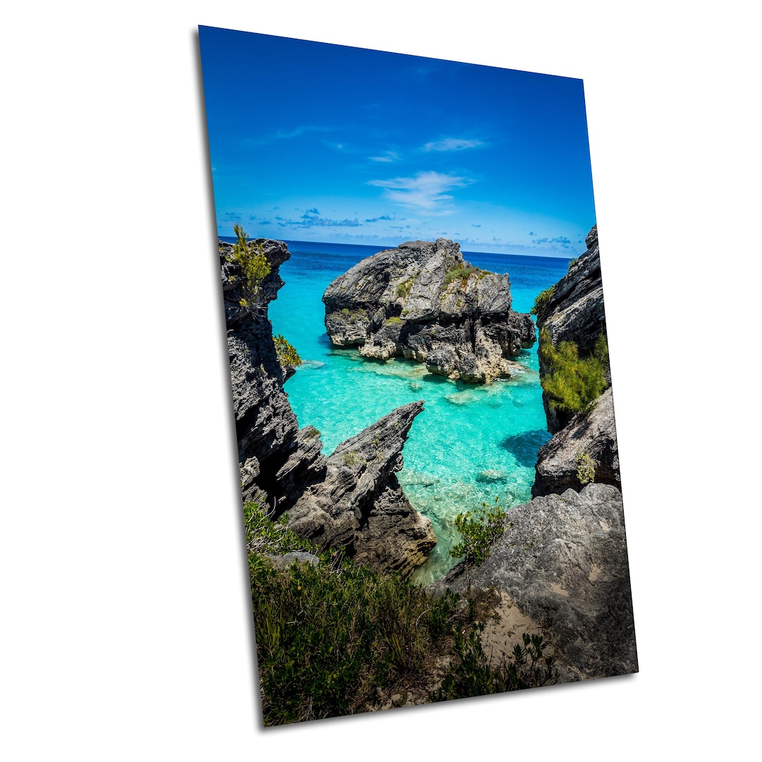 Bermuda, Warwick Long Bay Cliff Vertical, Beach, Sea, Ocean, Canvas ...
