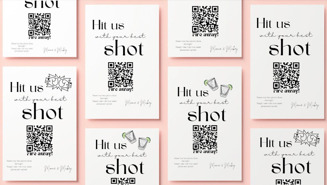 Customizable Hit Us With Your Best Shot QR Code Wedding Sign Photo ...