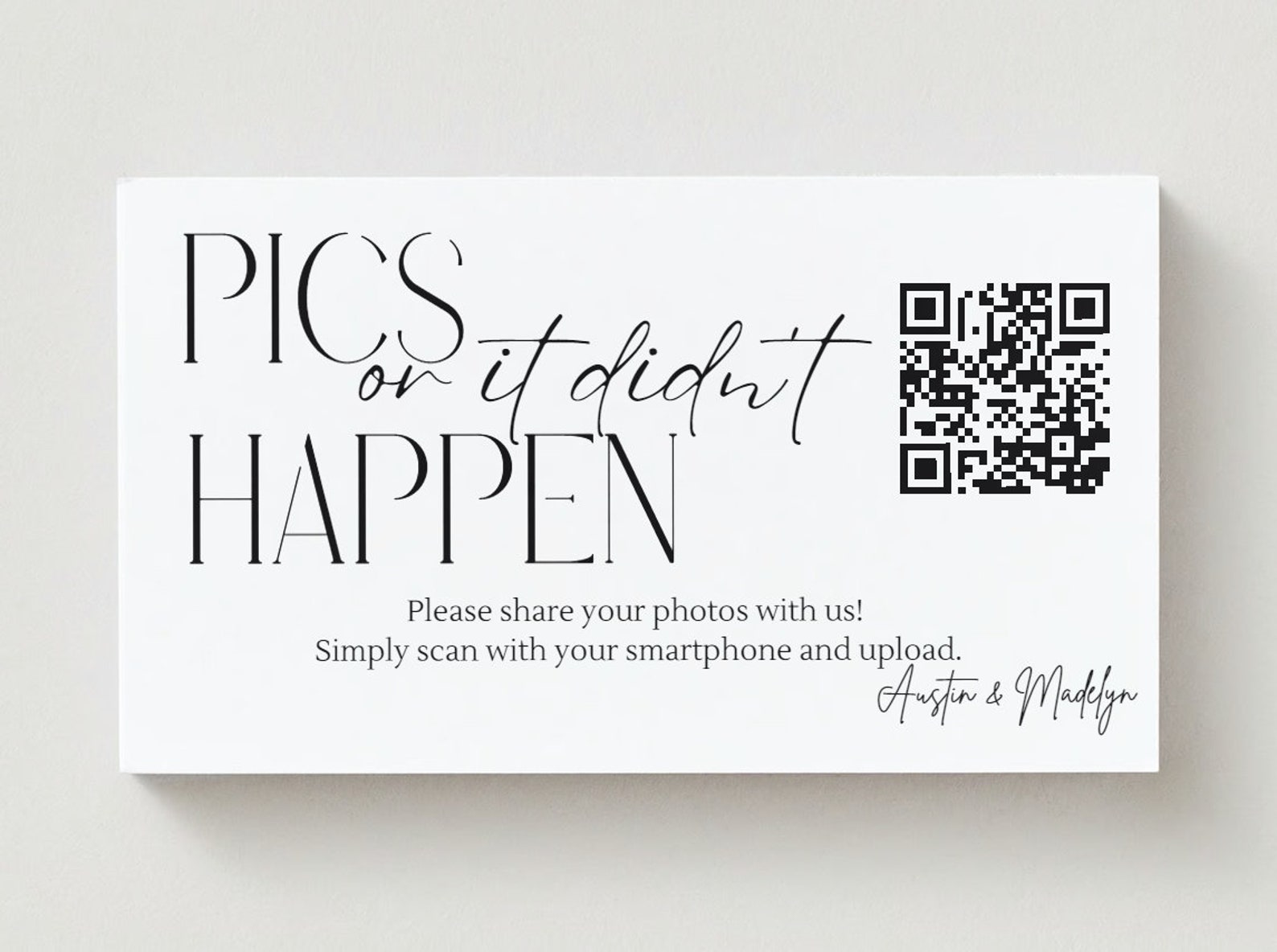 QR Code Card Pics or It Didnt Happen Qr Code Wedding Love QR Code ...