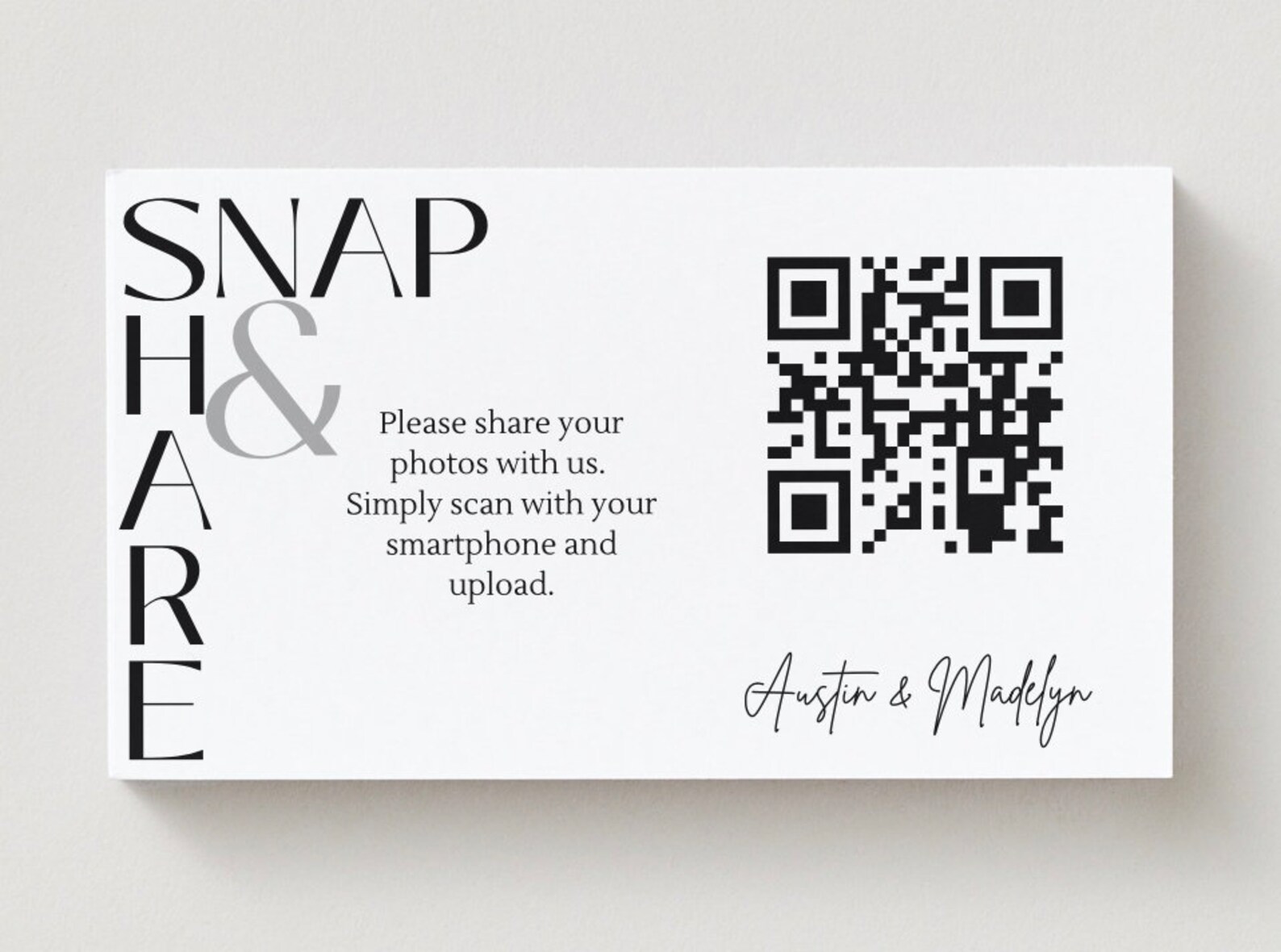 Customizable Snap & Share QR Code Sign Wedding Sign Photo Album Wedding ...