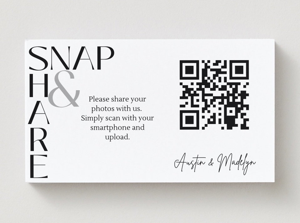 Customizable Snap & Share QR Code Sign Wedding Sign Photo Album Wedding ...