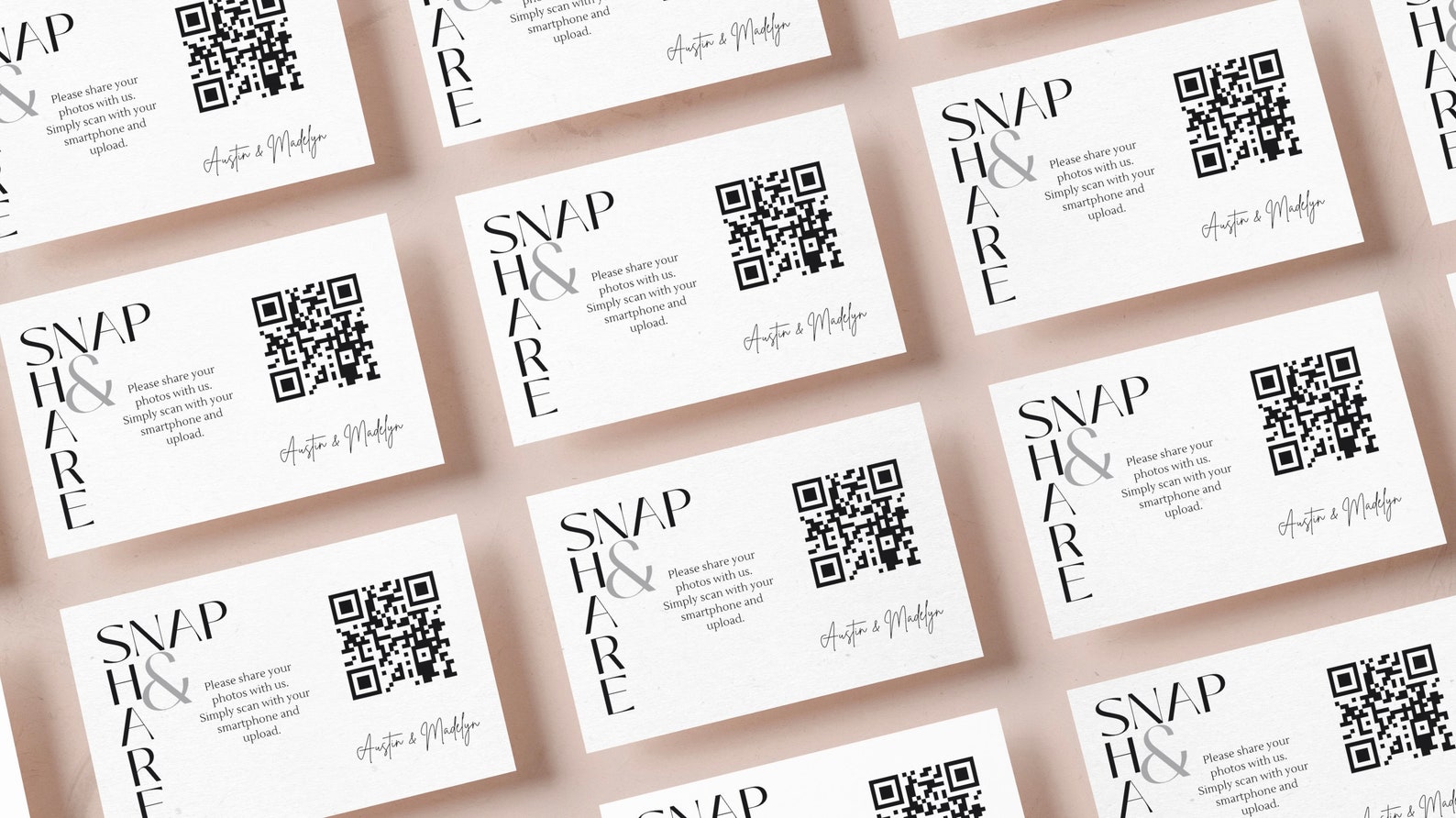 Customizable Snap & Share QR Code Sign Wedding Sign Photo Album Wedding ...