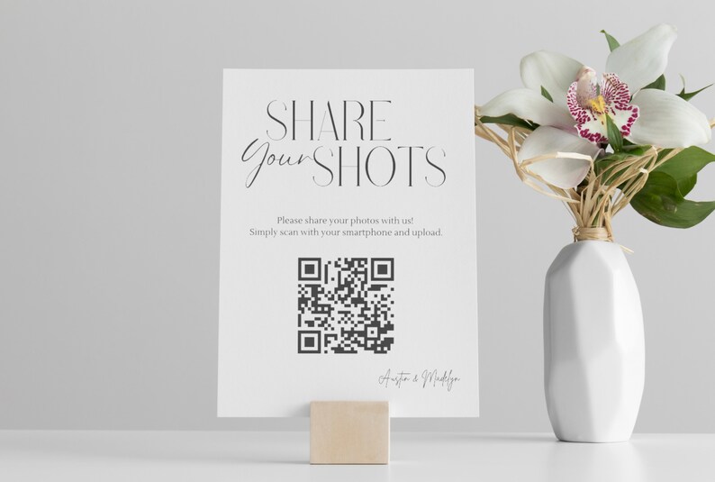 8x11 Share Your Shots QR Code Sign QR Code Wedding Love Qr Code Wedding ...