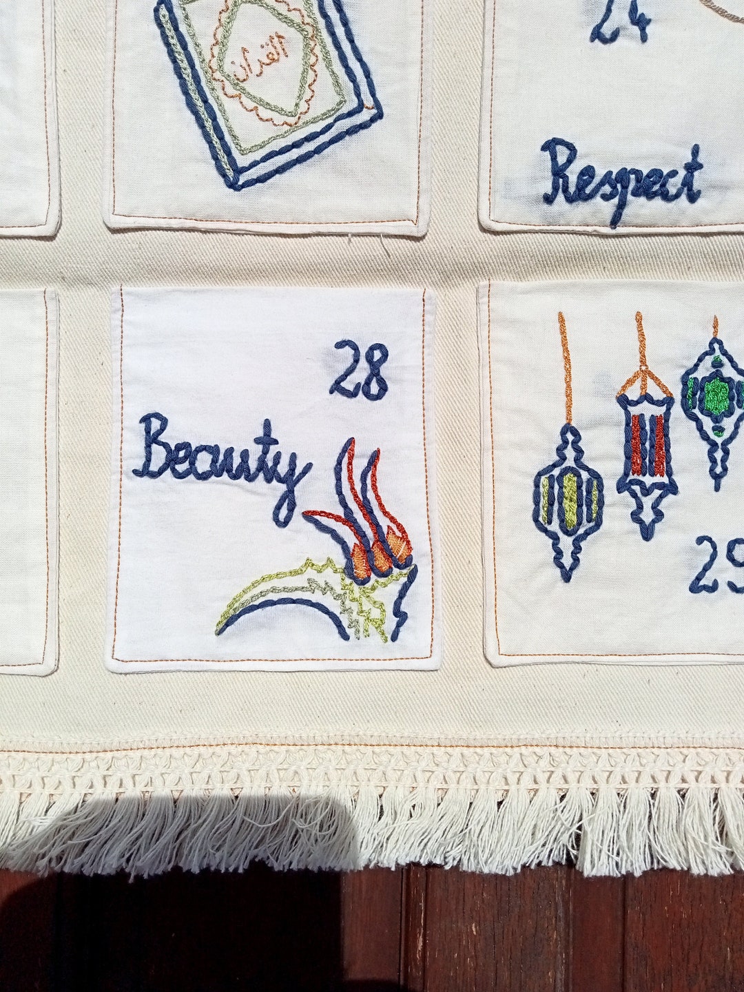 Ramadan Calendar Handmade, Sophisticated, Silk Embroidered, Natural ...
