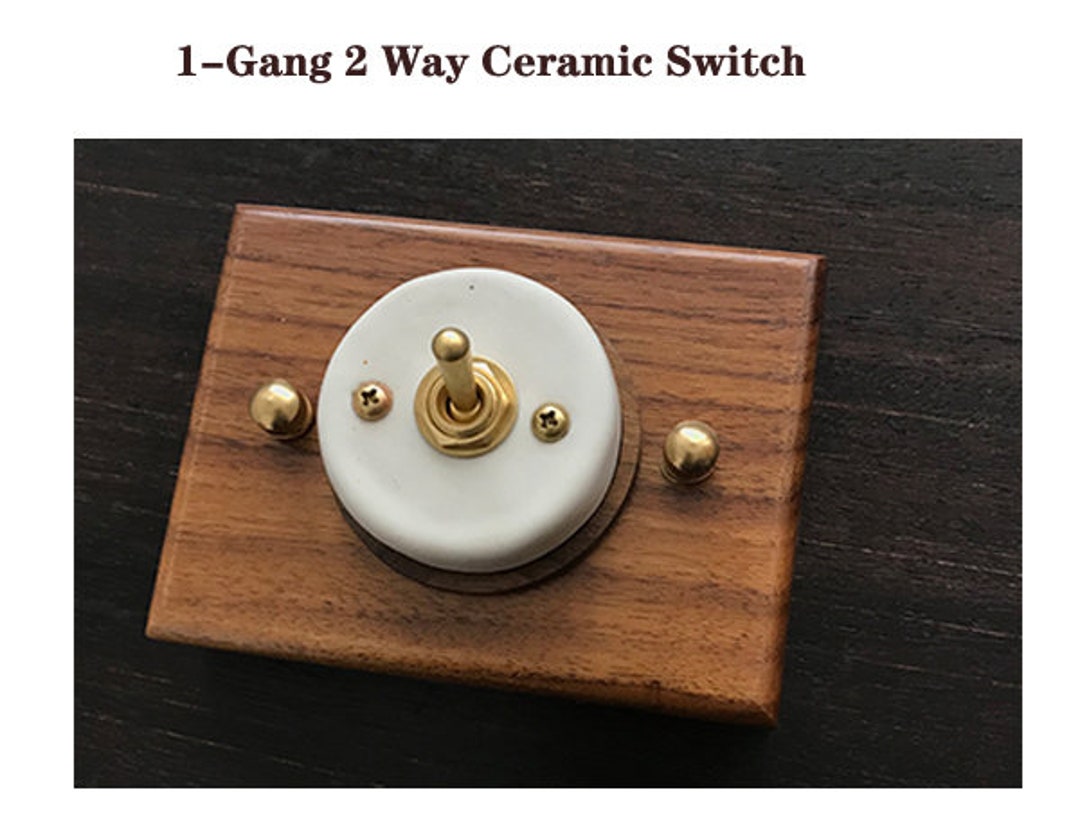 Retro Ceramic Toggle Switch With Wooden Plate - Etsy