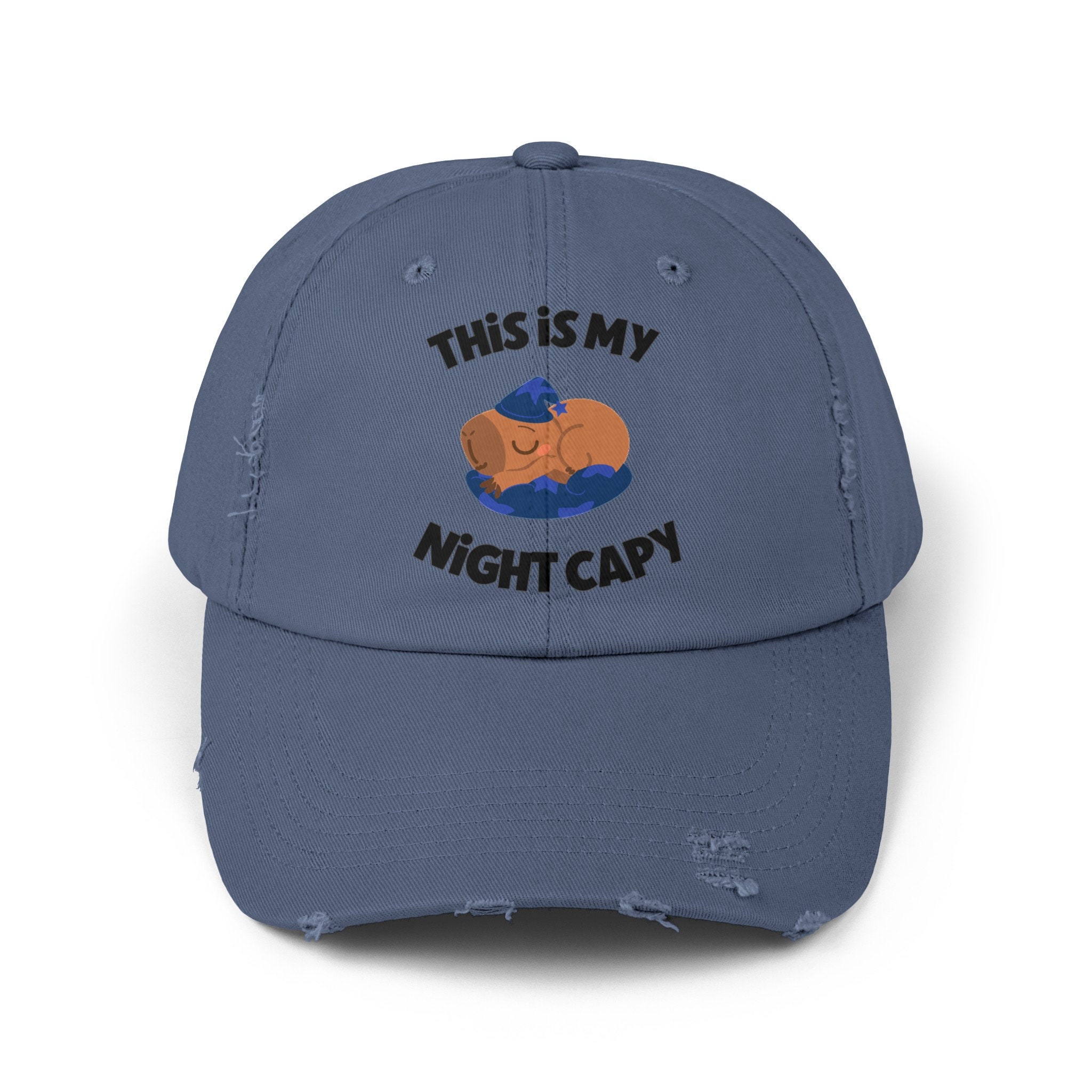 This is My Night Cap, Night Capy Capybara Hat, Unisex Distressed Cap ...
