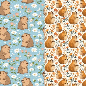 Seamless Capybara Digital Papers 4 Pack for Sublimation & Journaling ...