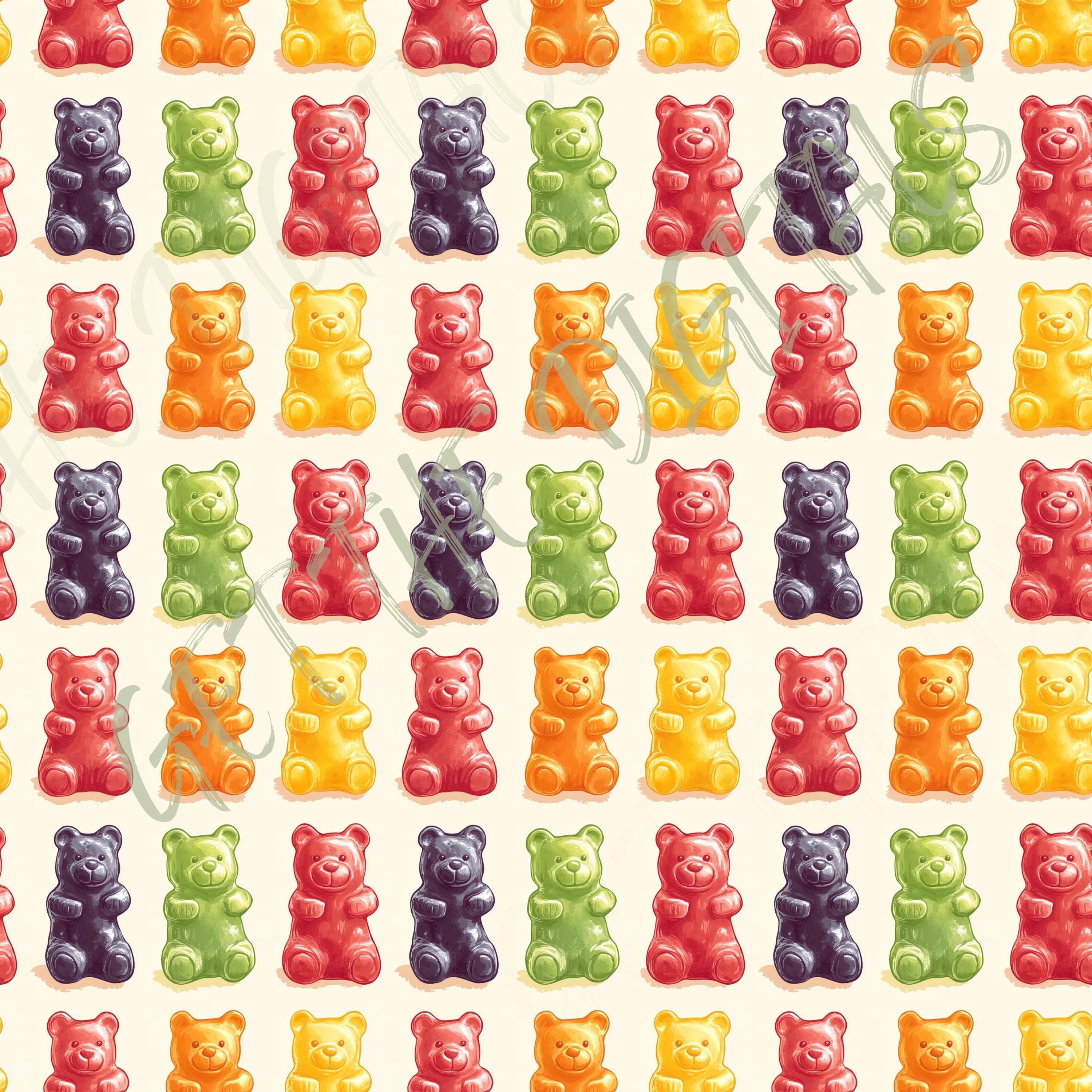 Candy Gummy Bear Seamless Patterns 4 Pack, 3600x3600 12x12 Digital ...