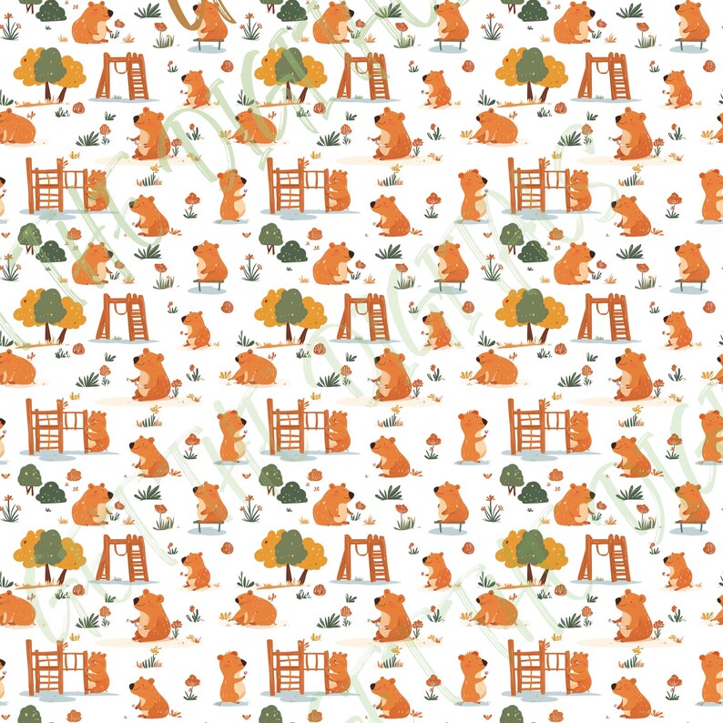 Seamless Back to School Capybara Digital Papers 4 Pack for Sublimation ...
