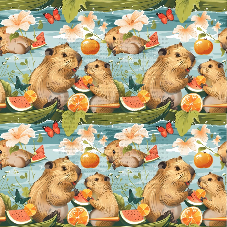 4 Pack of Seamless Capybara Digital Papers for Sublimation or ...