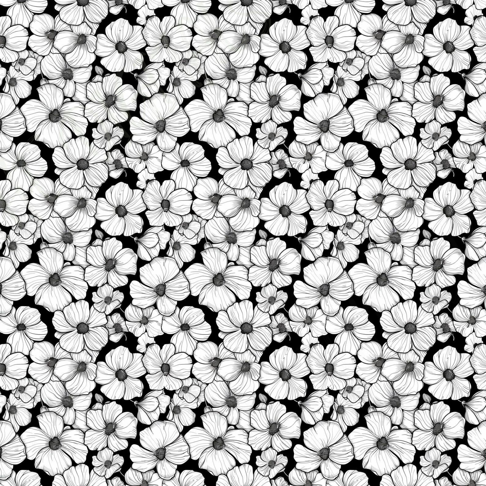Gorgeous Black and White Flower Seamless Patterns, Great Pattern for ...