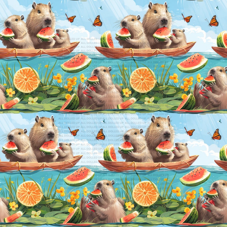 4 Pack of Seamless Capybara Digital Papers for Sublimation or ...