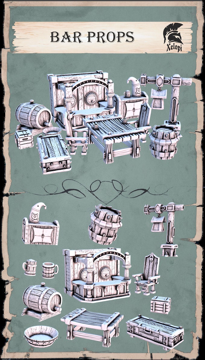 200 Medieval Props 3d Printing for RPG With Commercial Licence | 28mm ...